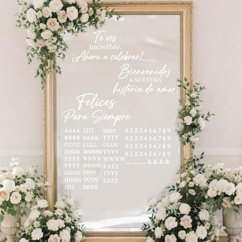 Amazon.com: MotiMind 4 Pcs Wedding Mirror Welcome Sign Decal Seating ...