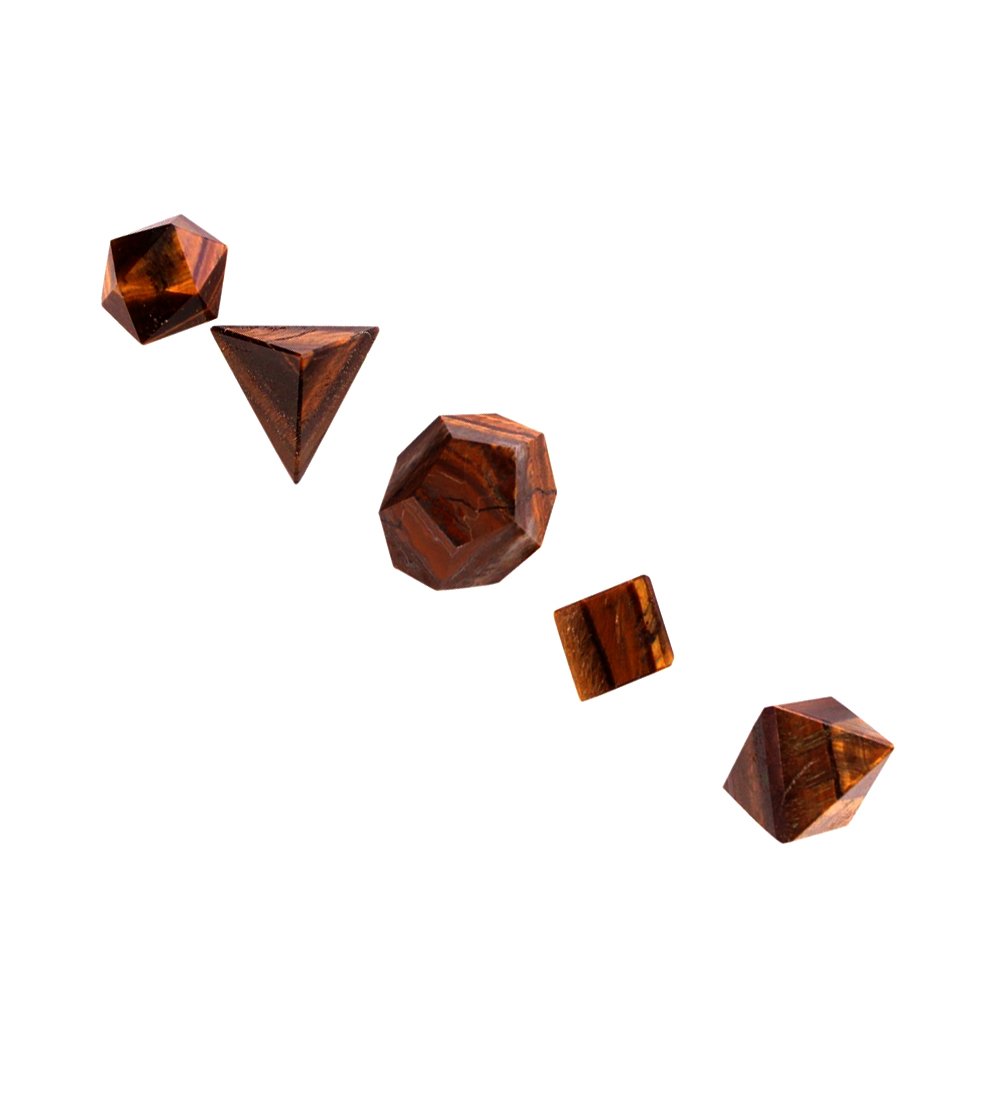 Excel Tiger Eye Stone Platonic Solids Sacred 5 Five Geometry Set ...