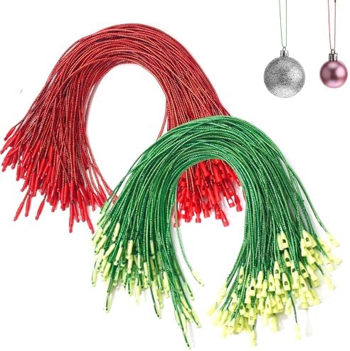 OPUHOHR 200 PCS Red Green Ornament Hanger String, Christmas Ornament ...