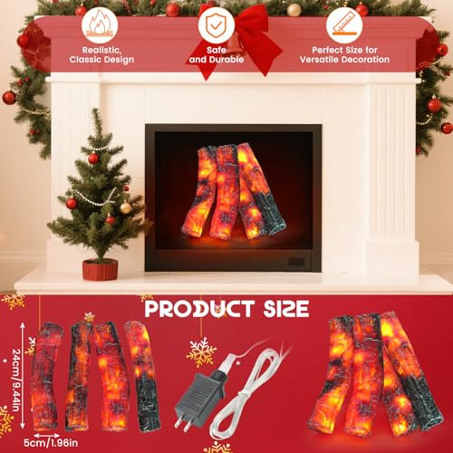 LED Electric Fireplace Logs with Realistic Flames, 10.4 inch Flameless ...