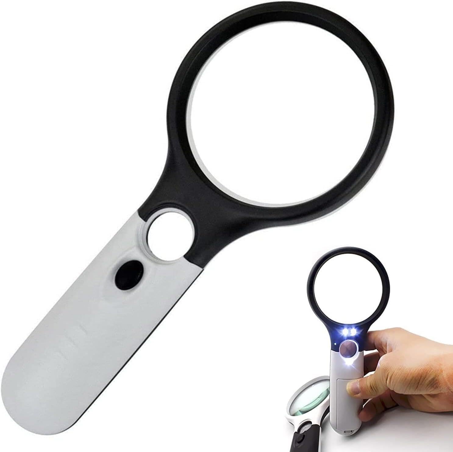 CARYWON Lupa con Luz LED de 3X y 45X, Mango Ergonómico, Lentes Ópticas ...