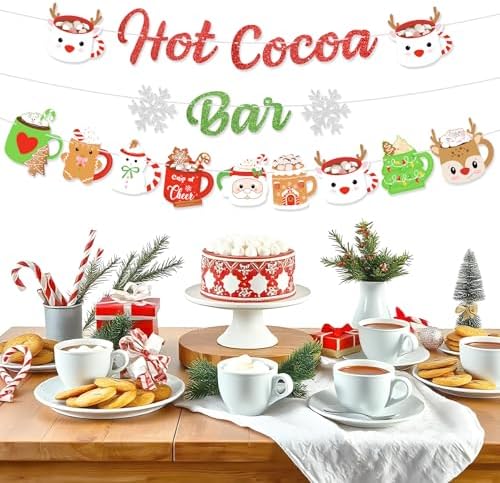 Amazon.com: Hot Cocoa Bar Kit Hot Cocoa Bar Banner Hot Chocolate Bar ...