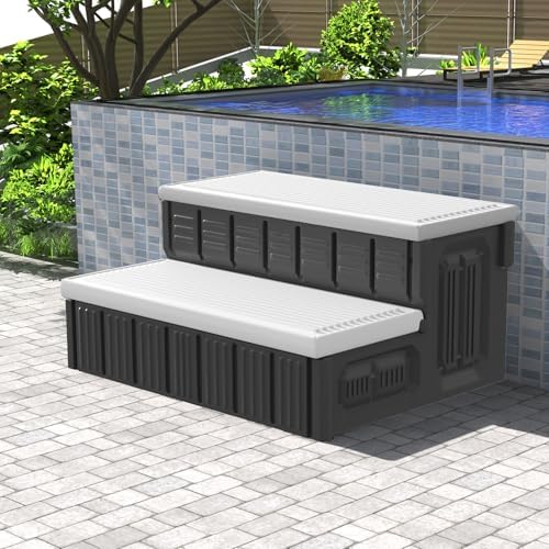 Amazon.com: Hot Tub Steps, Outdoor Spa Steps with Storage, Non-Slip ...