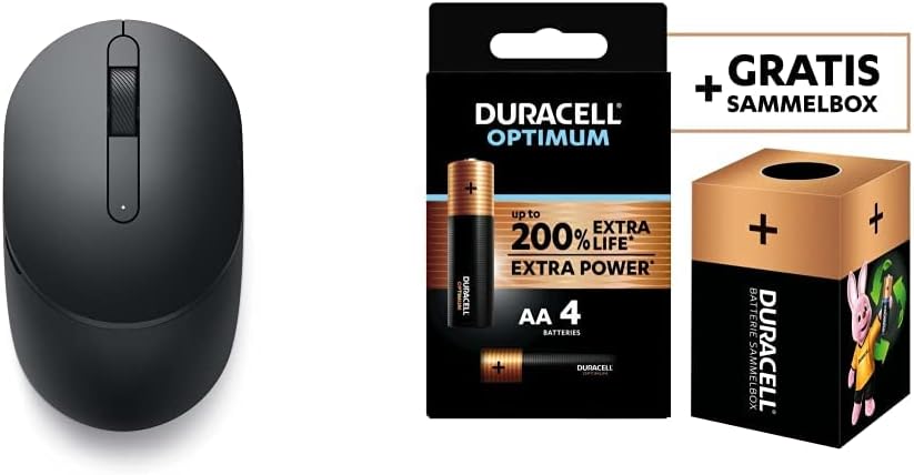 Dell Mobile Wireless Mouse MS3320 Black, MS3320W-BLK (Black) + Duracell ...