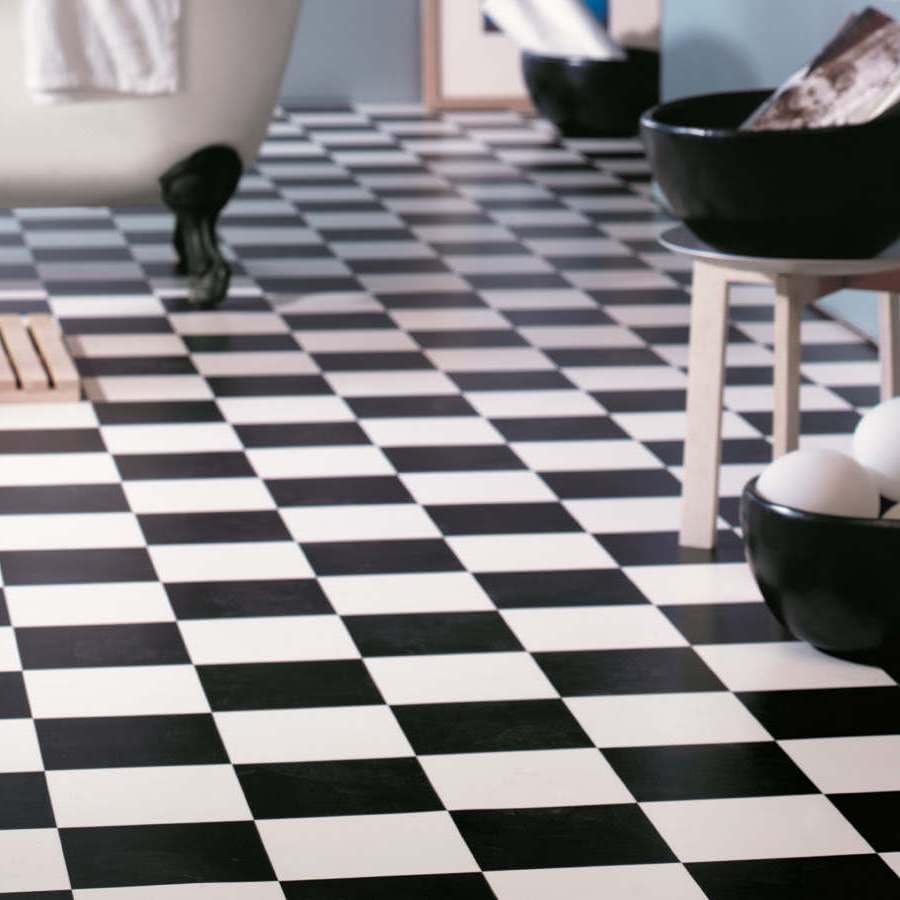 Checkered Vinyl Sheet Flooring Black & White Checkered Garage, Kitchen