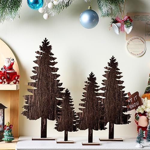 Amazon.com: Qunclay 3 Pcs Wooden Christmas Tree Tabletop Handmade Wood ...