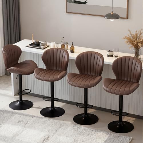Amazon.com: Homixis Bar Stools Set of 4, Adjustable Faux Leather ...