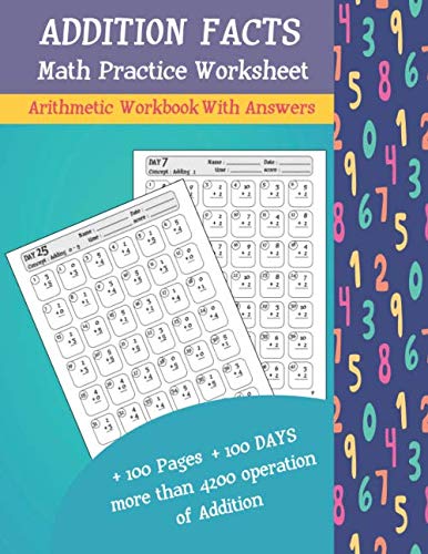 Addition Facts Math Practice Worksheet Arithmetic Workbook With Answers ...