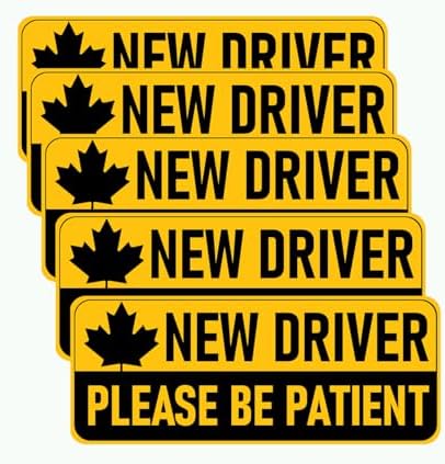 5 PCS New Driver Please Be Patient Sticker,Decal With Canada Flag Maple ...