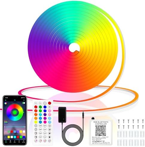 Bluetooth LED Neon Rope Lights 5M,ALED LIGHT Waterproof Flexible RGB ...