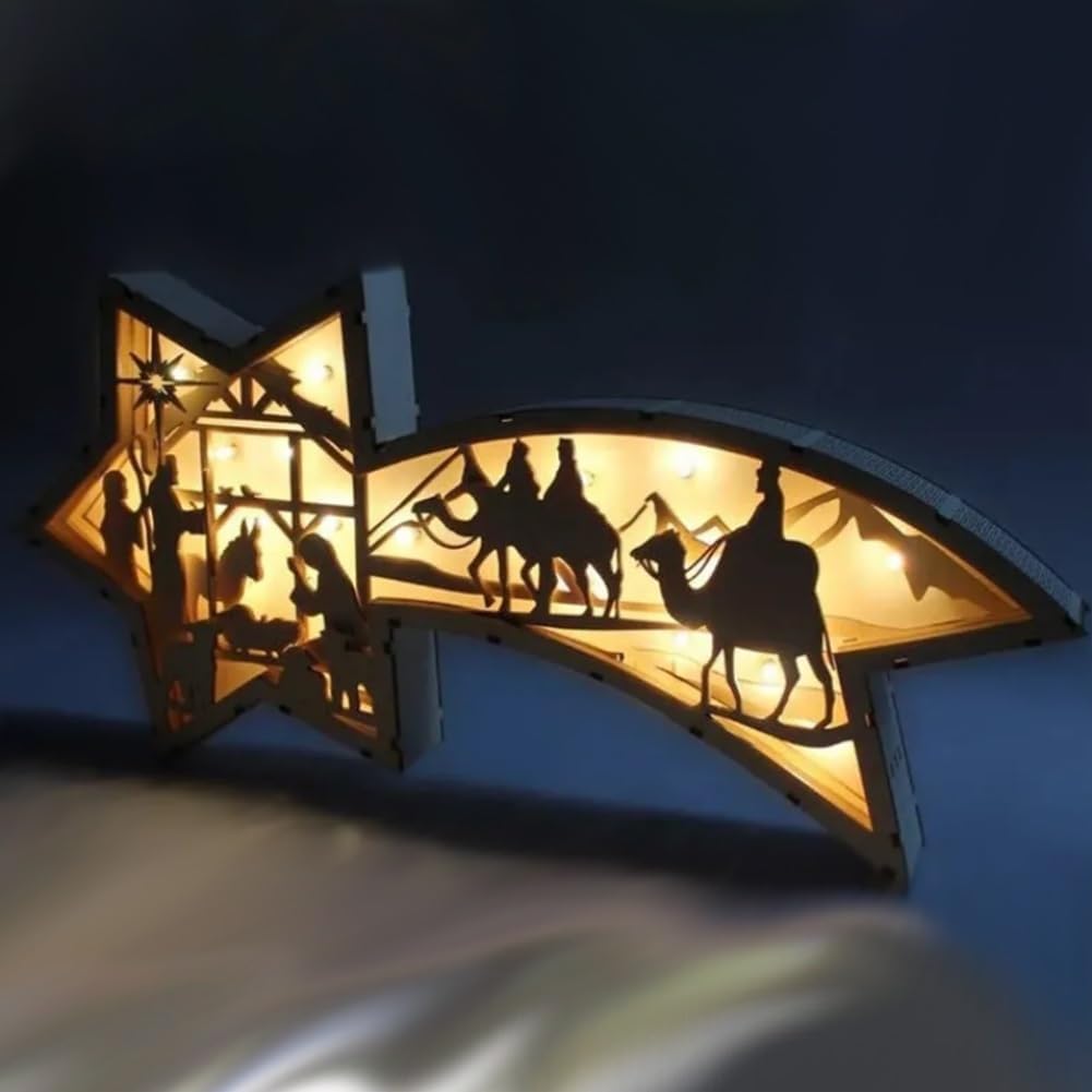 Christmas Nativity Star Lamp,LED Christmas Nativity Scene Star Shaped ...