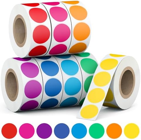 Amazon.com : 3000 PCS 3/4" Round Color Coding Circle Dot Labels，6 Rolls ...