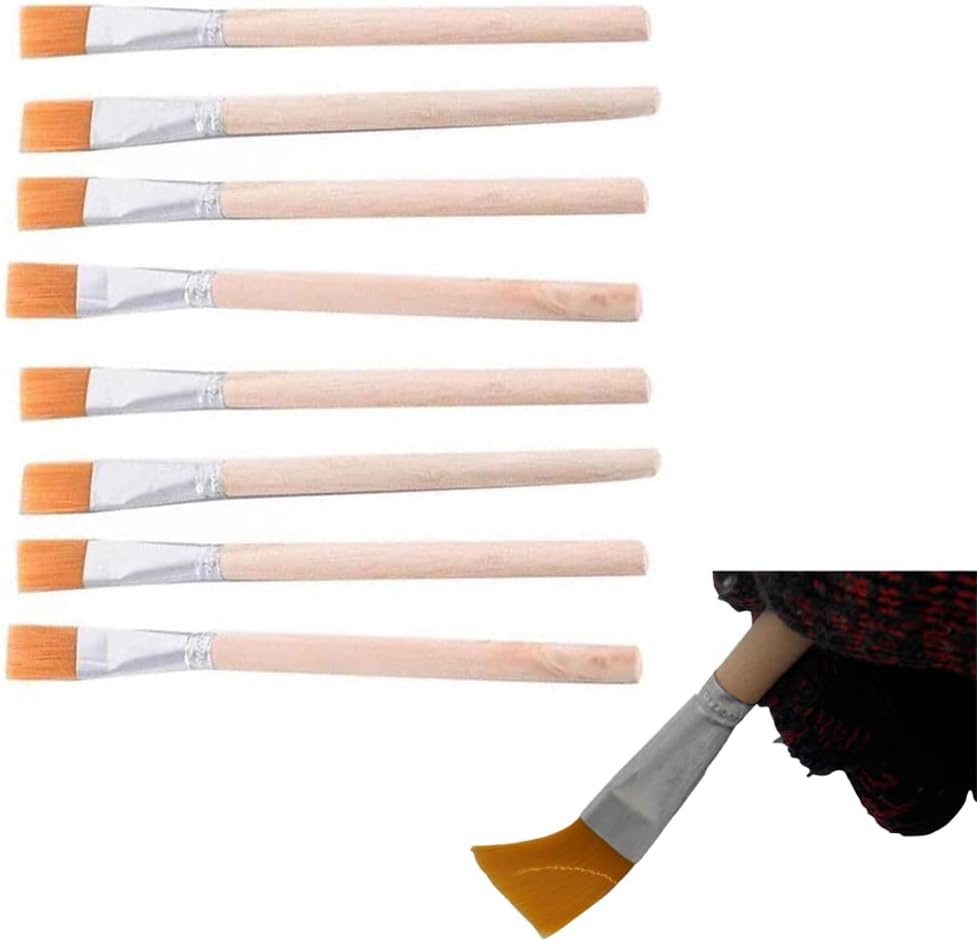 8 Pcs 11mm Wide Solder Flux Brushes Chip Paint Round Wooden Handle Glue Brush Nylon Brush Head ...
