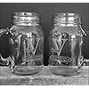 Amazon.com: Initial Mr Mrs Set of 2 Personalized Mason Jar Drinking Mugs with Handle Custom ...