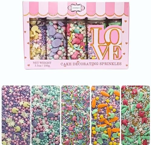 Amazon.com: Confect Edible Sprinkles | Pack of 5 Red, Pink, Green ...