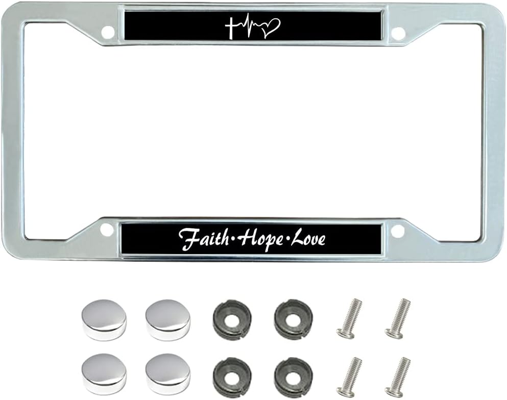Amazon.com: Faith Love Hope License Plate Frame Bible John Saying ...