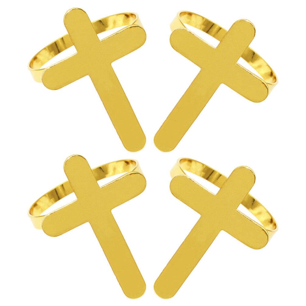 Amazon.com: Veemoon 4pcs Gold Cross Napkin Rings Christmas Nativity ...