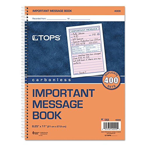 Snapklik.com : TOPS Phone Message Book, Spiral Bound, 2-Part ...