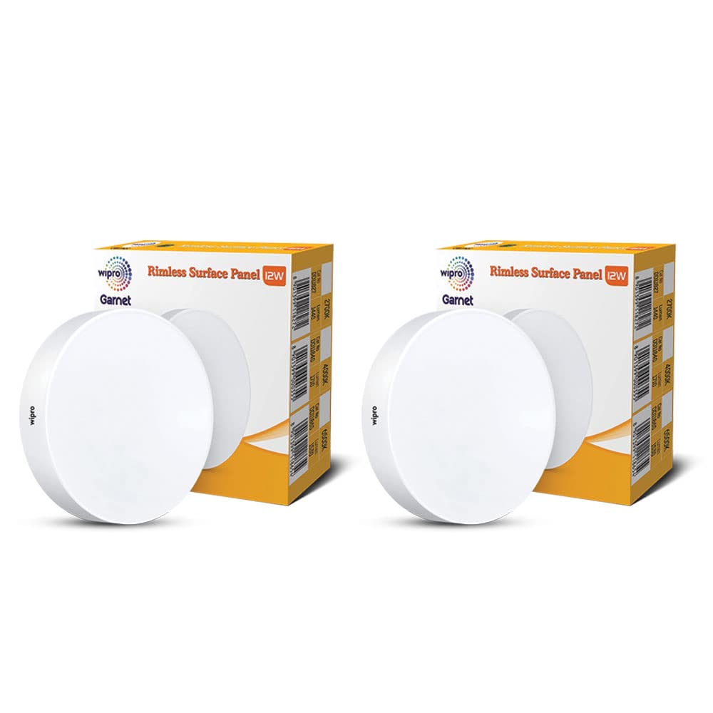 Wipro Garnet 12W Rimless Round LED Surface Panel | Cool White Light ...