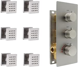 HOMEDEC 2inch Brass Shower Jet + 2 Way Shower Diverter Valve, Brushed Nickel - Amazon.com