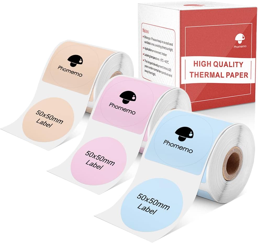 Amazon.com : M110 Round Labels, Self-Adhesive Thermal Sticker ...