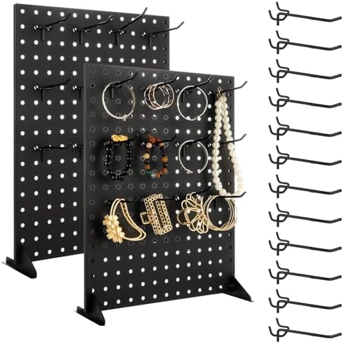 Amazon.com: SHUESS 2Pcs Metal Peg Board Display Stand with 24 Peg Hooks ...