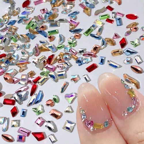 Amazon.com: Jremg Colorful Rhinestones Nail Art Charms Multi Shape ...