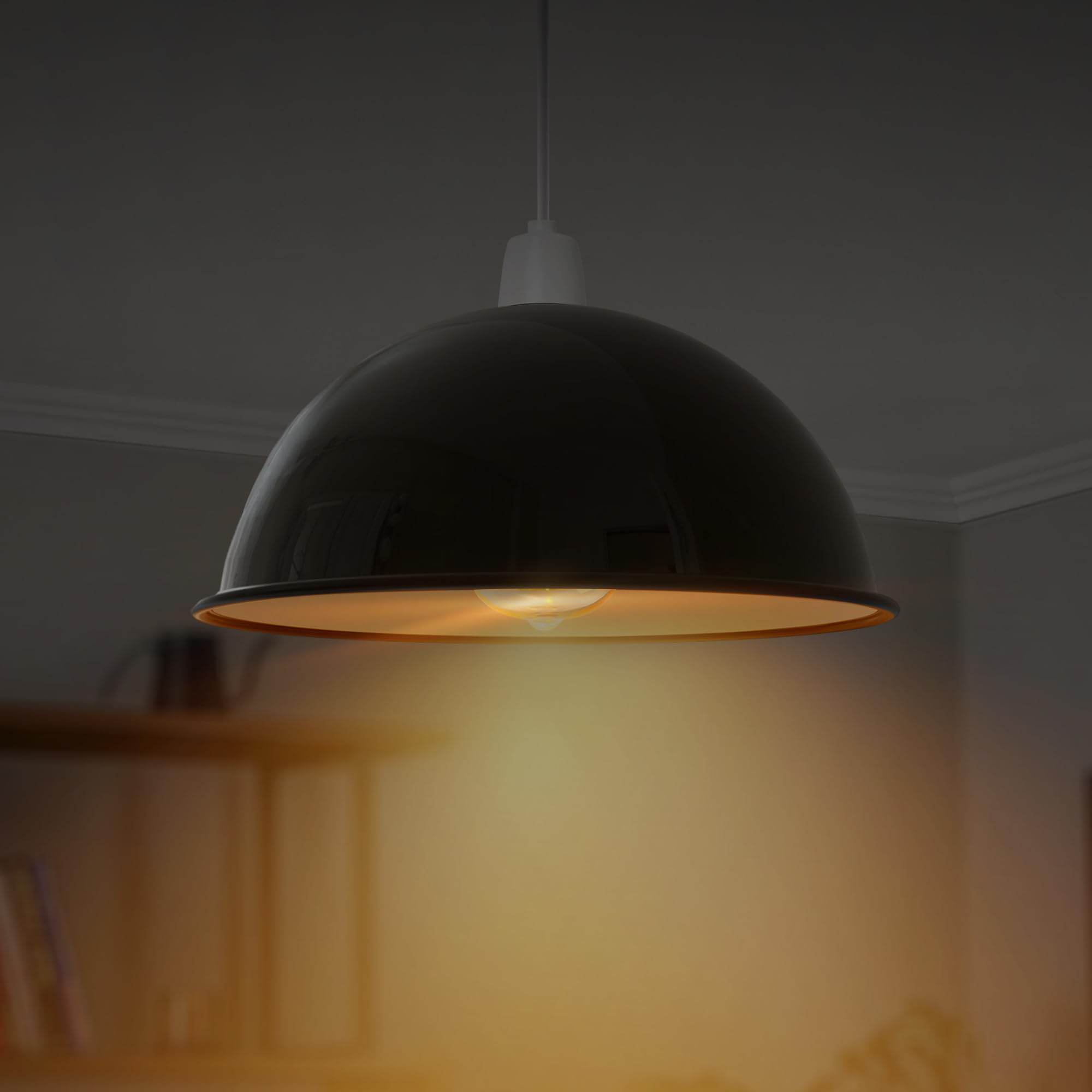 DC VOLTAGE Black Inner Gold Metal Ceiling Lamp Shade 21CM Easy Fit ...