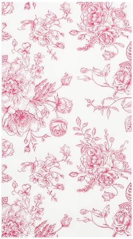 Amazon.com: 100 Floral Guest Napkins Pink and White Toile Disposable ...