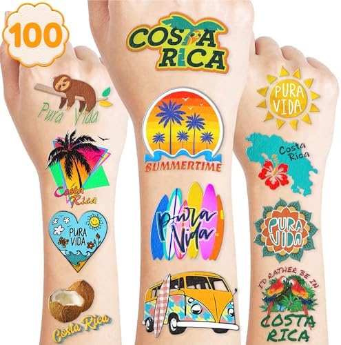 Amazon.com : 100PCS Costa Rica Pura Vida Temporary Tattoos Stickers ...