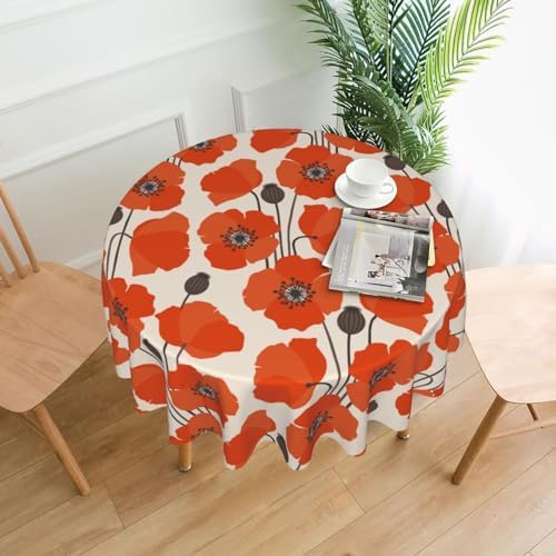 Amazon.com: SKYDAWNY Red Poppy Flowers Round Tablecloth 60 Inch,Table ...