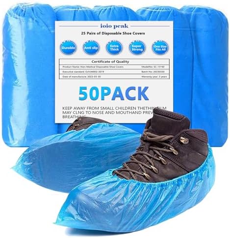 Premium Disposable Shoe Covers – 100 Pack (50 Pairs) Durable XL Booties ...