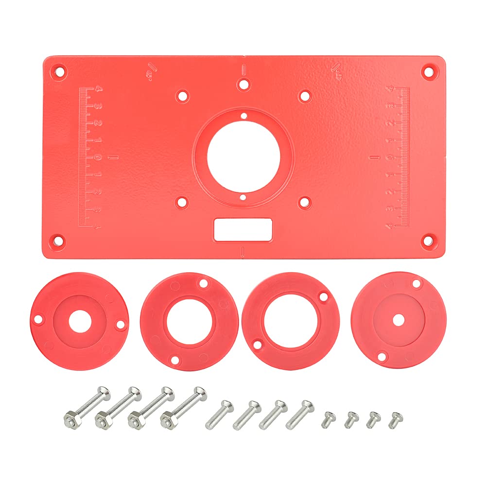 MONKKIGO Aluminum Router Table Insert Plate With 4 Rings Screws For ...