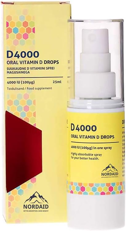 Nordaid Vitamina D3 Spray Oral 4000 IU Mejora el Sistema Inmune y Ayuda a Fortalecer los Huesos ...