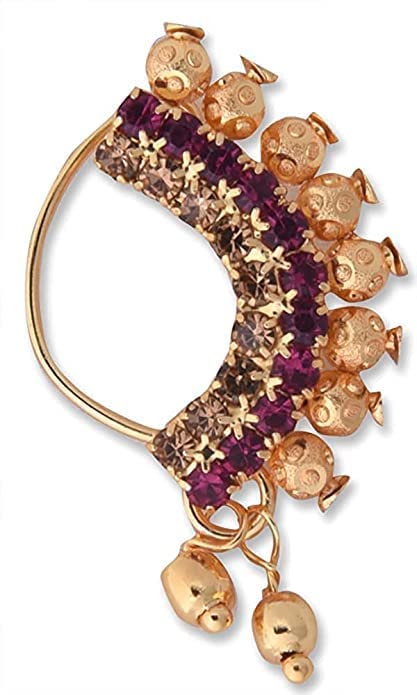 Buy Gargish Traditional Maharashtrian Style Gold Plated Moti Nosepin ...