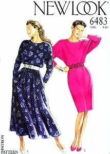 Amazon.com: New Look 6483 Sewing Pattern Misses Dress Slim Flared Full ...