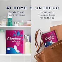 Carefree Acti-Fresh Thin Panty Liners, Soft and Flexible Feminine Care Protection, Long, 92 ...