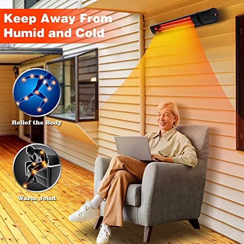 Outdoor Heater, Electric Infrared Patio Heater 1500W Wall-Mounted ...