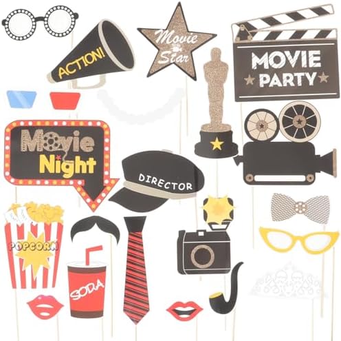 Losuya Movie Night Photo Props Movie Party Photo Booth Props Decoration ...