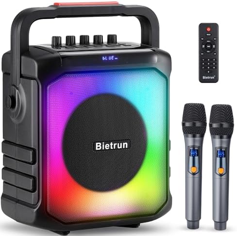 Amazon.com: Karaoke Machine with 2 Wireless Microphones, Portable 5.0 ...