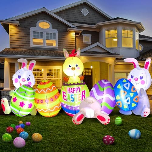 Amazon.com: RoundFunny 6 ft Inflatable Easter Outdoor Decorations ...