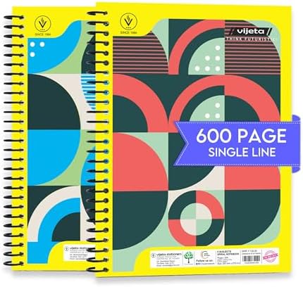 Vijeta - 600 Page A4 Spiral Notebook - Single Line - 6 Subject - 29.7cm ...