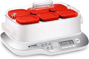 Seb YG660100 Yogurt Maker, 6 Red Pots, Yogurt, 5 Automatic Programmes ...