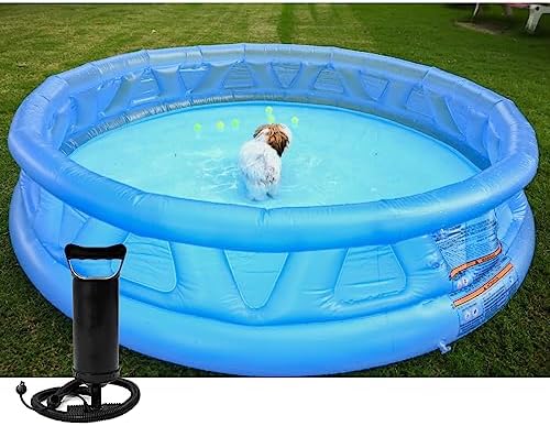 LEYSIN Pet Swimming Pool Bathing Tub with Manual Air Pump for Dog Cats ...