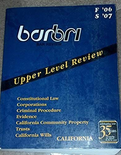 BarBri Bar Review Upper Level Review California: BARBRI: 9780314166104 ...