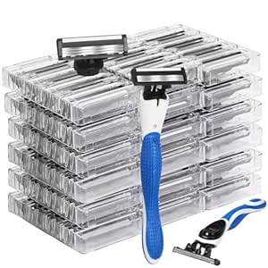 Amazon.com: Lanties 50 Pcs Refillable Three Blade Disposable Razors for ...
