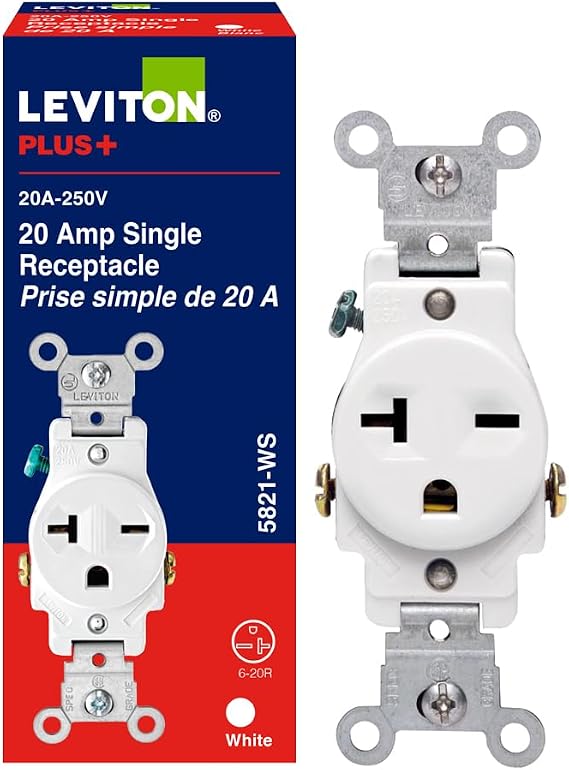 Leviton Single Receptacle, 20 Amp, 250 Volt, Commercial Specification ...