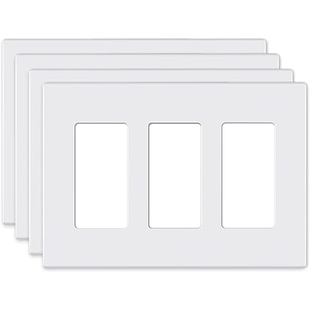 3-Gang Screwless Decorative Wall Plates, Gloss Finish, Stander-Size ...