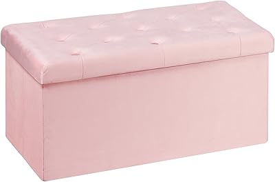R&M Furnishers Chesterfield Ottoman Storage Box - Baby Pink Plush ...