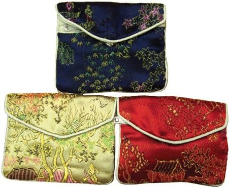 Amazon.com: Chinese embroidered snap / zipper pouch set of 3 - assorted ...